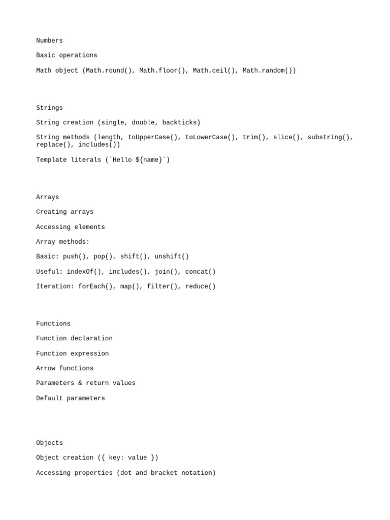 JS Topics List | PDF | Parameter (Computer Programming) | Document ...