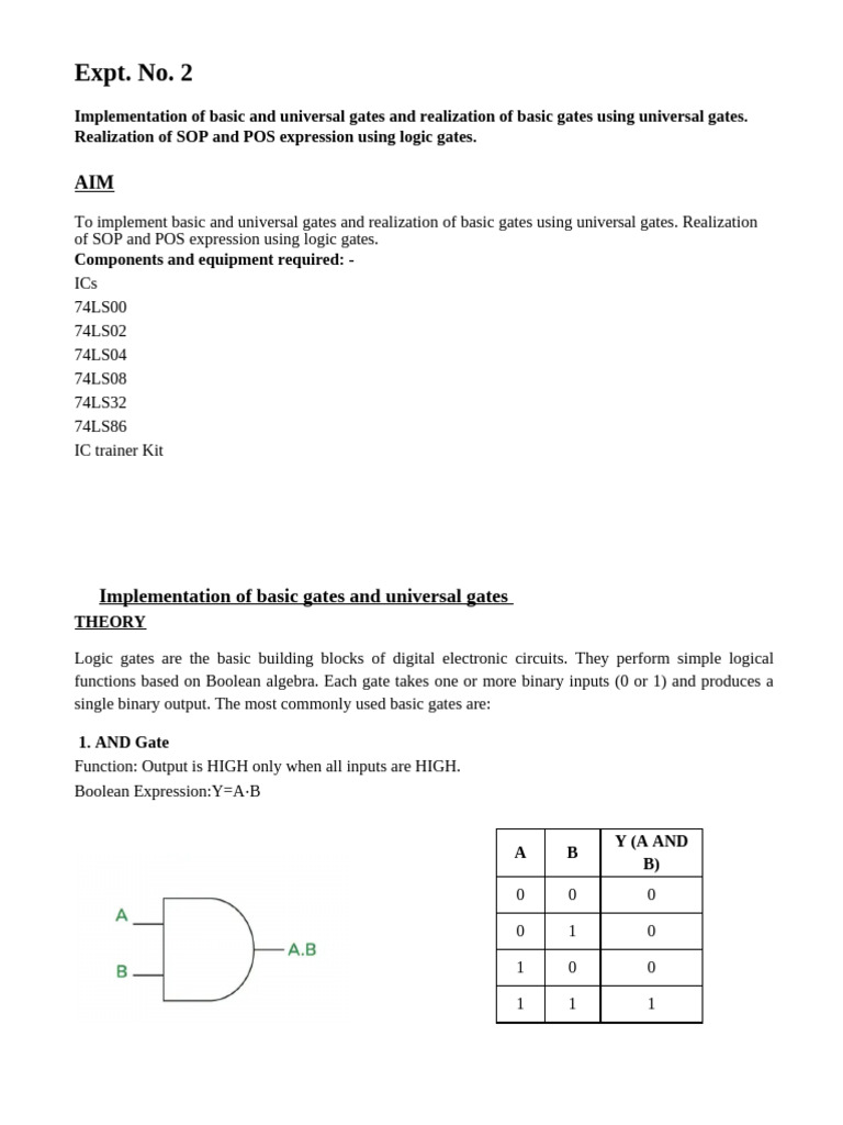 Implementing Logic Gates and Expressions | PDF | Logic Gate ...