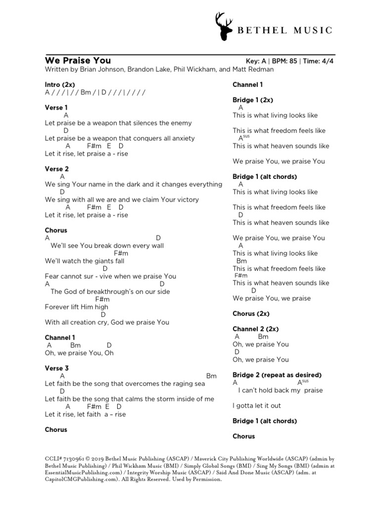 We Praise You GoR Chord Chart | PDF | Song Structure | Popular Music