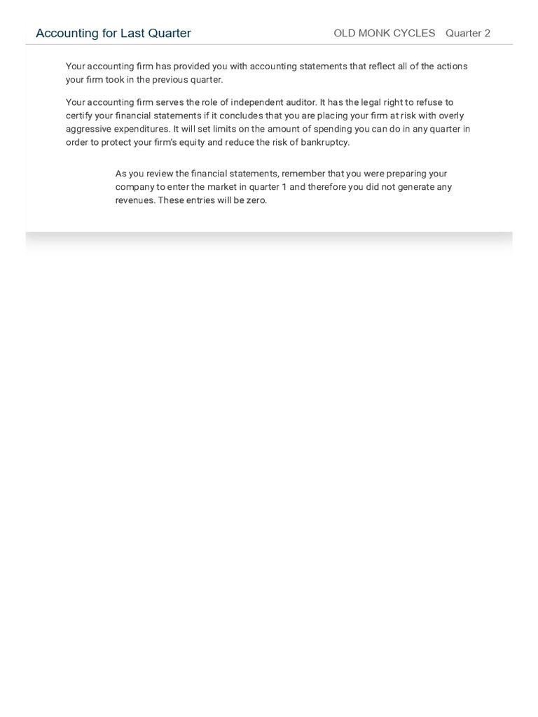 Accounting For Last Quarter | PDF
