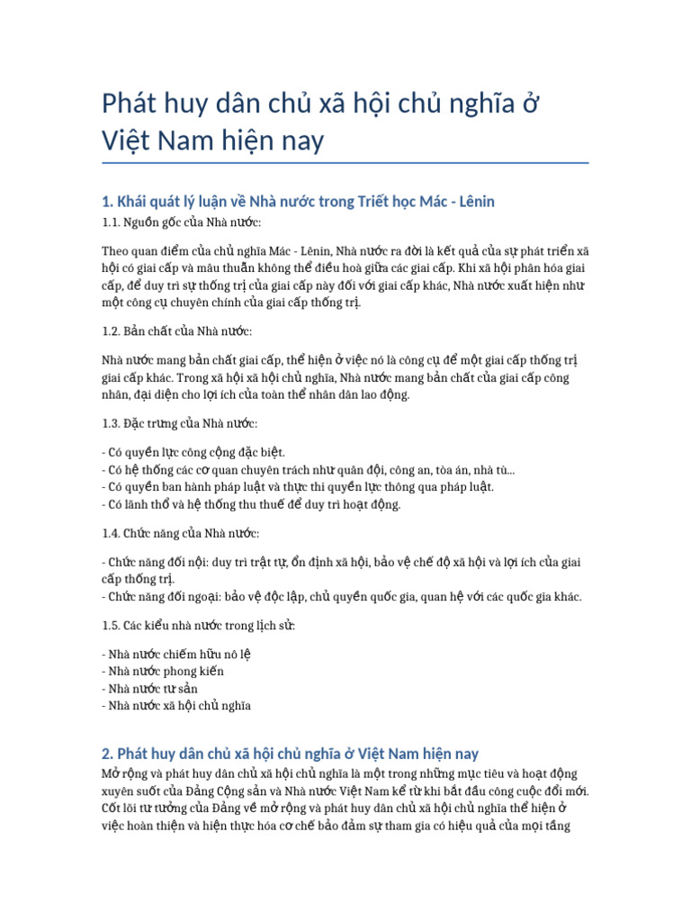 Phat Huy Dan Chu XHCN o Viet Nam Hien Nay-1 | PDF