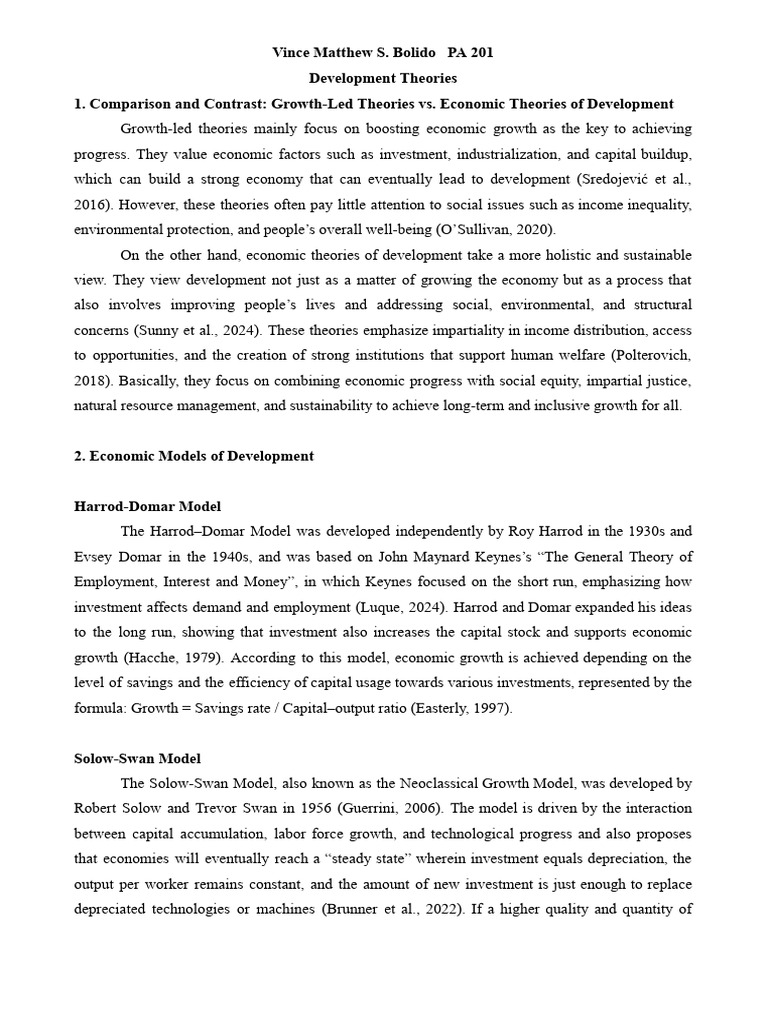 Bolido, V.M.S. (Development Theories) | PDF | Economic Growth | Sustainability