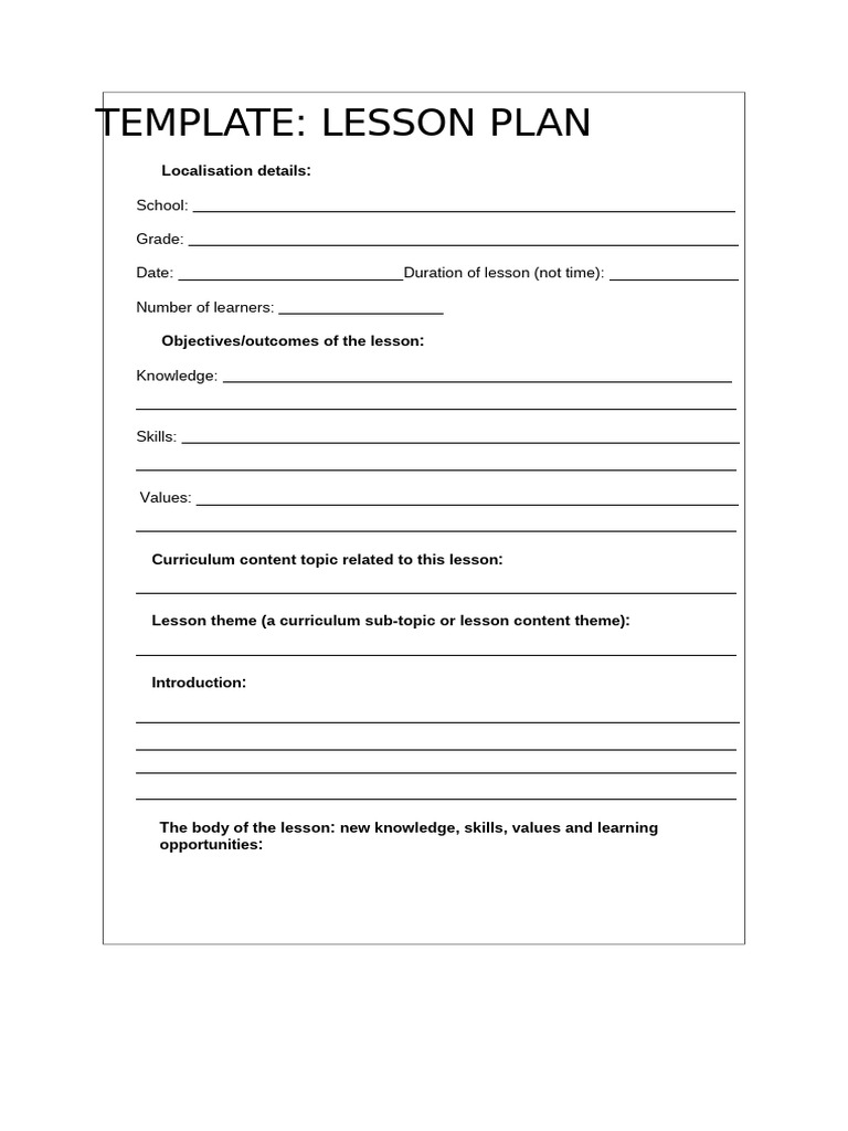 Lesson Plan Template for Educators | PDF