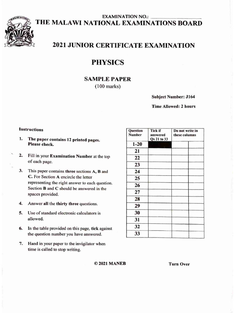 JC Physics Sample | PDF
