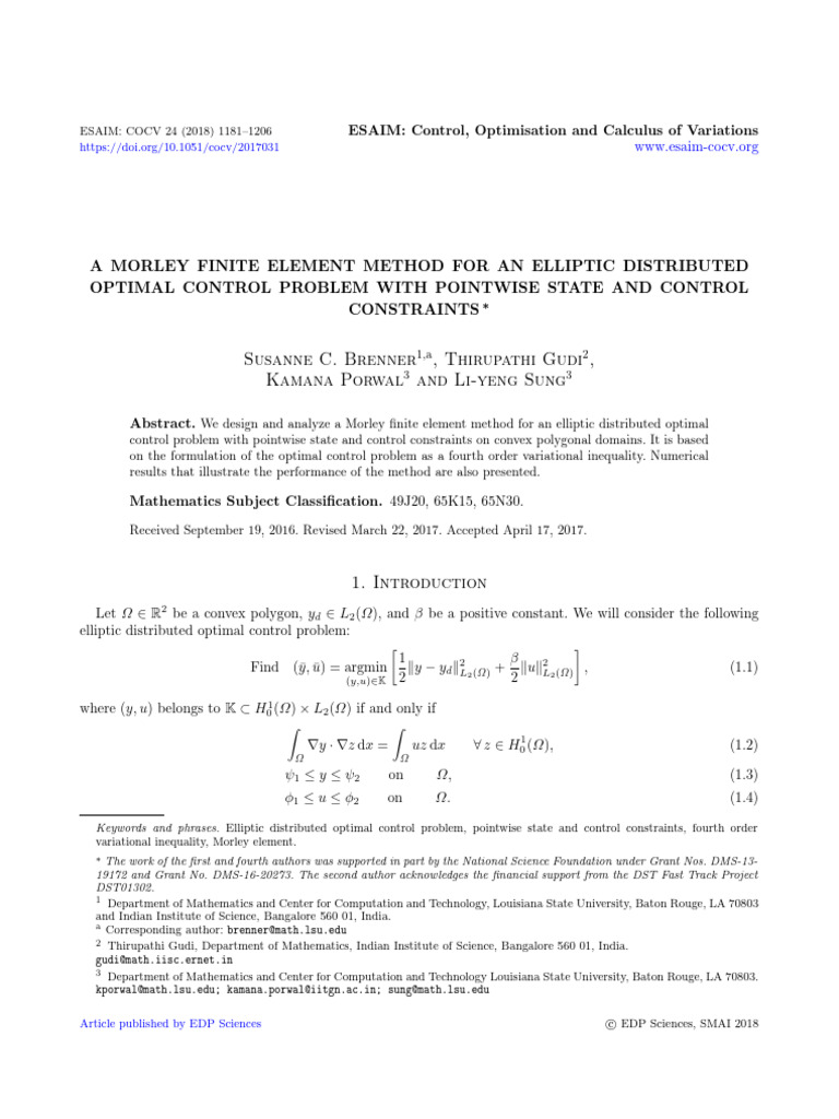 Morley FEM Paper by SC Brenner + Gudi | PDF | Finite Element Method ...
