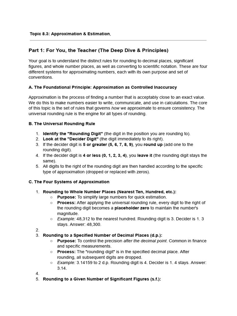 Topic 8.3 - Approximation & Estimation, - Final Variations | PDF ...