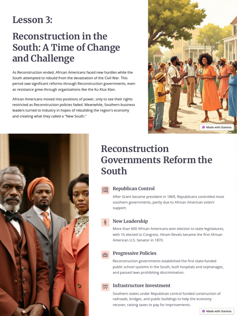 Lesson 3 Reconstruction in The South 2025 | PDF | Reconstruction Era ...