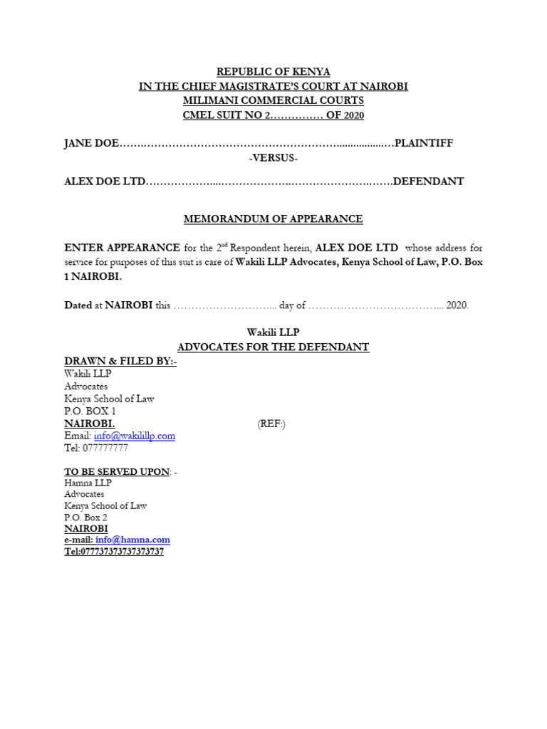 Sample Defence and Counterclaim | PDF | Lawsuit | Common Law