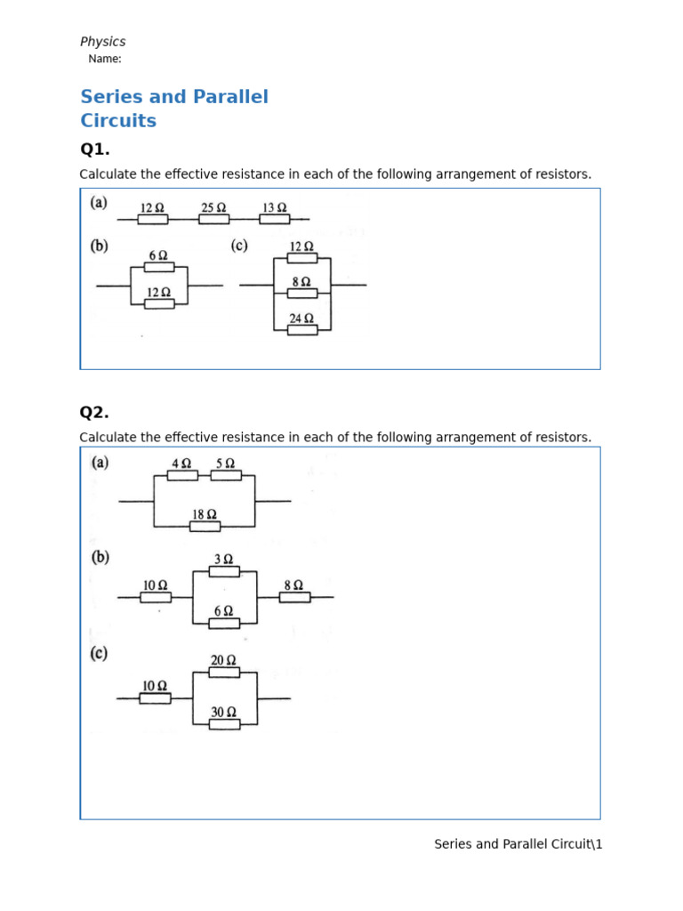 IGCSE - Parallel and Series Circuits | PDF | Resistor | Series And ...