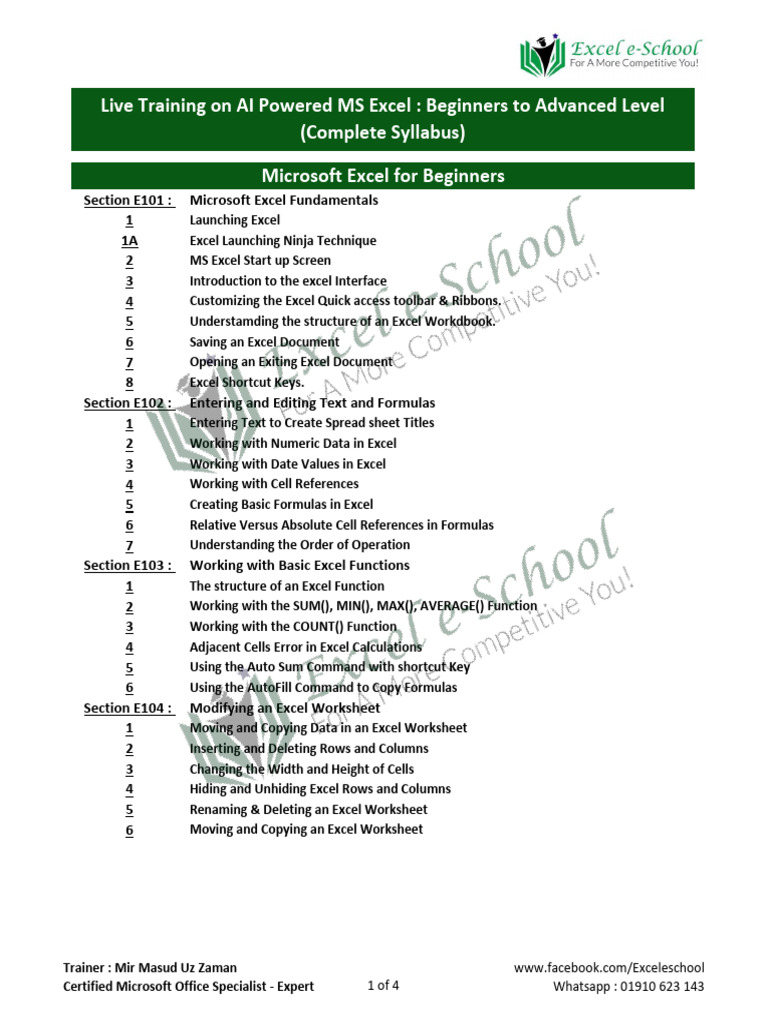 AI Powered MS Excel - Complete Syllabus | PDF | Microsoft Excel | Computing