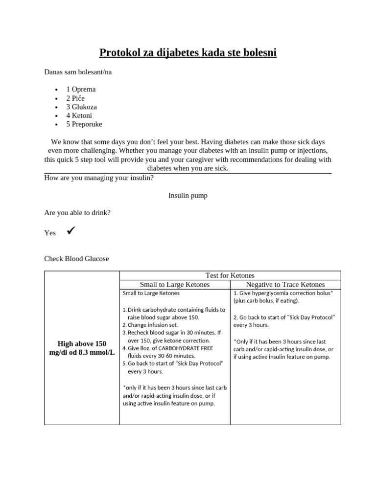 Diabetes Sick Day Protocol Guide | PDF | Hyperglycemia | Diabetes
