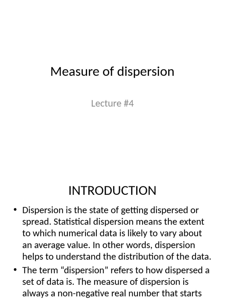 Measure of Dispersion | PDF | Chi Squared Distribution | Statistical Dispersion
