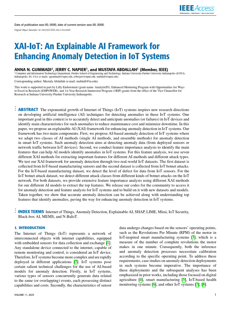 XAI Framework for IoT Anomaly Detection | PDF | Internet Of Things ...