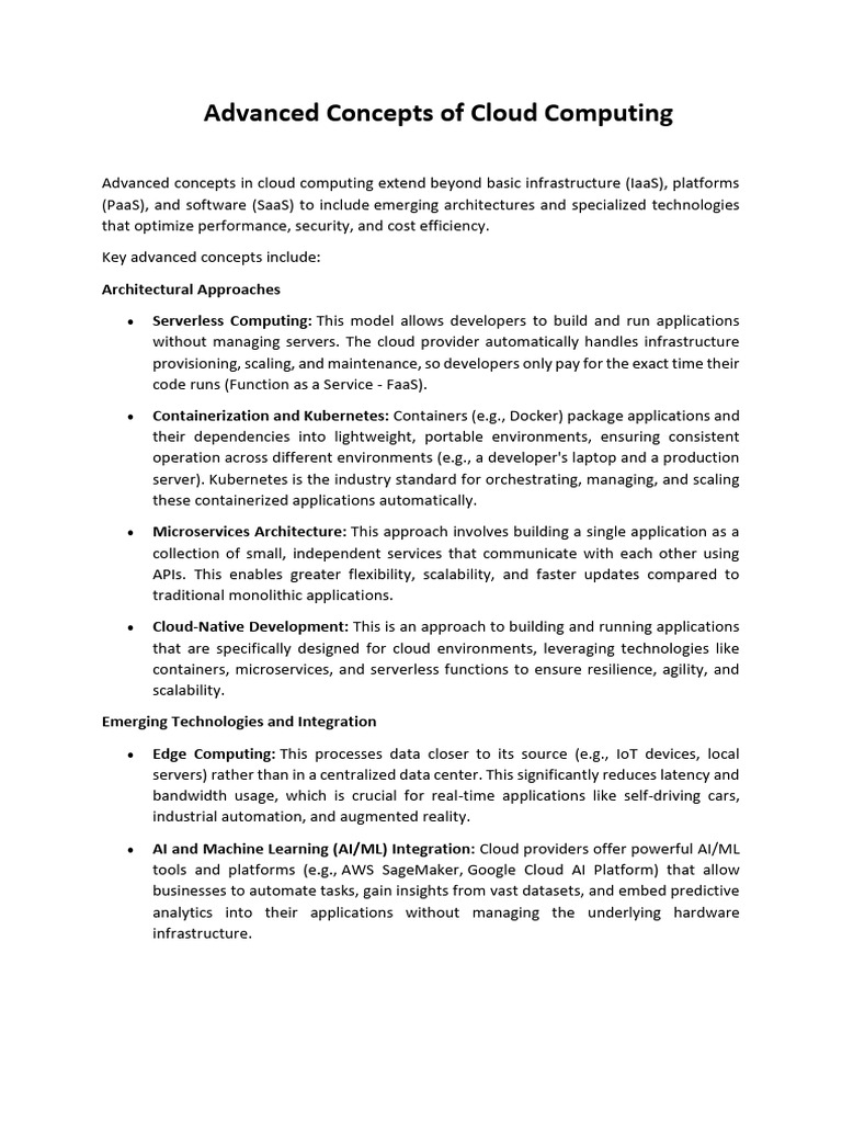 Advanced Concepts of Cloud Computing | PDF | Cloud Computing | Scalability