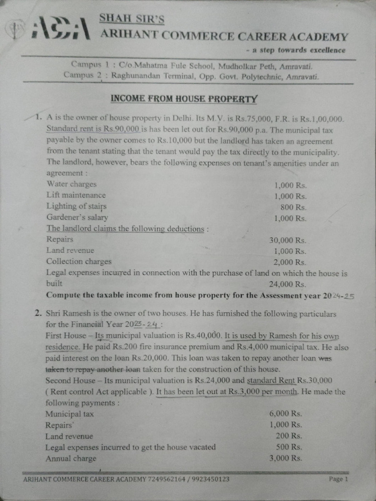 Taxable Income from House Property | PDF | Taxes | Expense