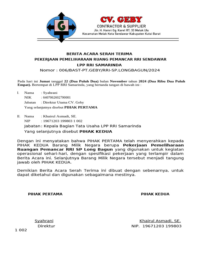 Bast PT Geby SP Long Bagun | PDF