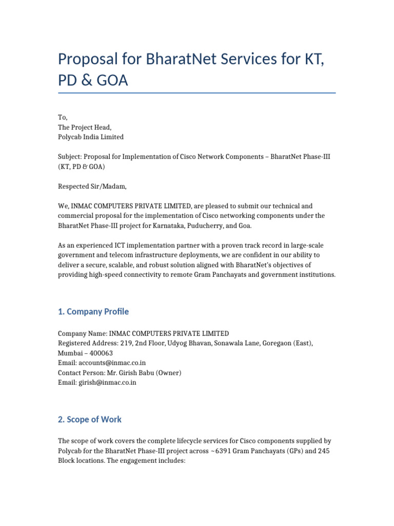 BharatNet Phase-III Cisco Proposal | PDF | Telecommunications | Computing