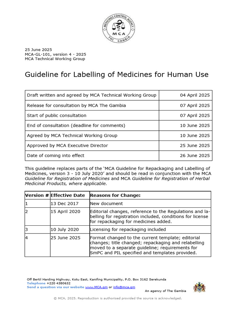 MCA GL 101 v4 Labelling Meds 25jun25 | PDF | Health Sciences | Medicine