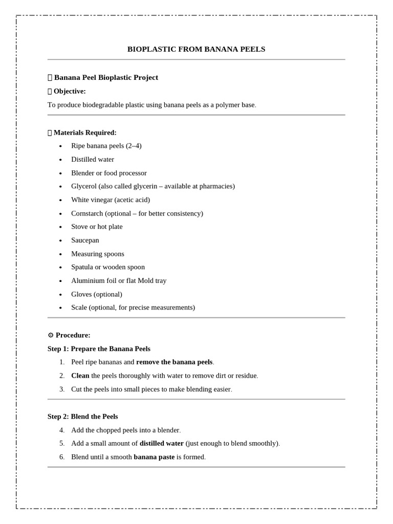 Bioplastic from Banana Peels: A Guide | PDF | Plastic | Biodegradation