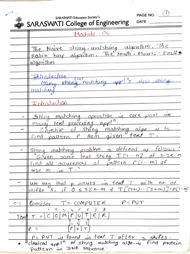Module 6 String Matching Algorithms | PDF
