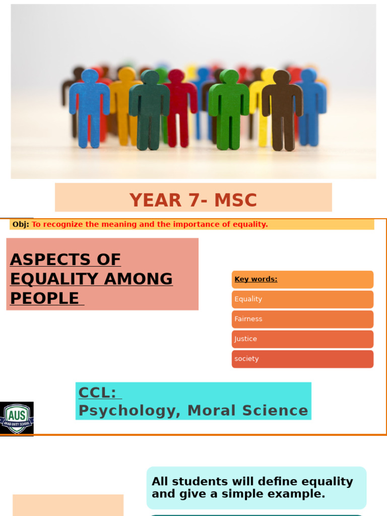 Yr 7 - MSC - Aspects of Equality Among People | PDF | Psychological ...