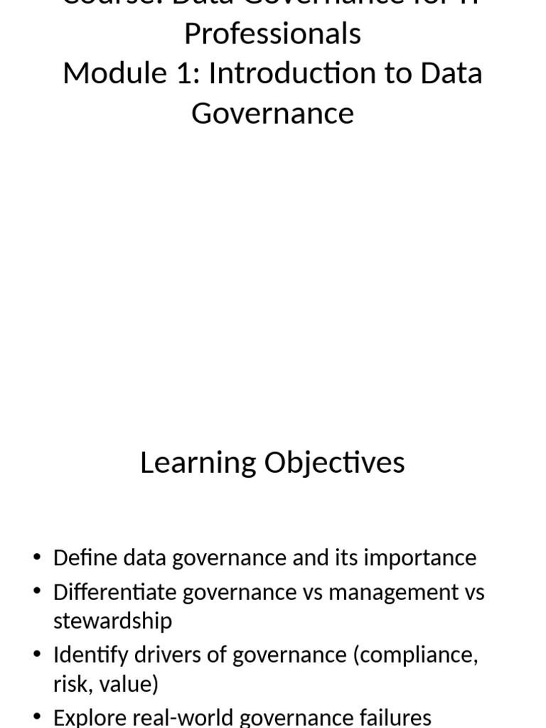 Module1 Introduction Data Governance | PDF