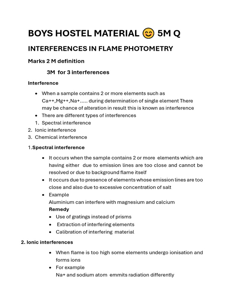 Interferences in Flame Photometry Explained | PDF