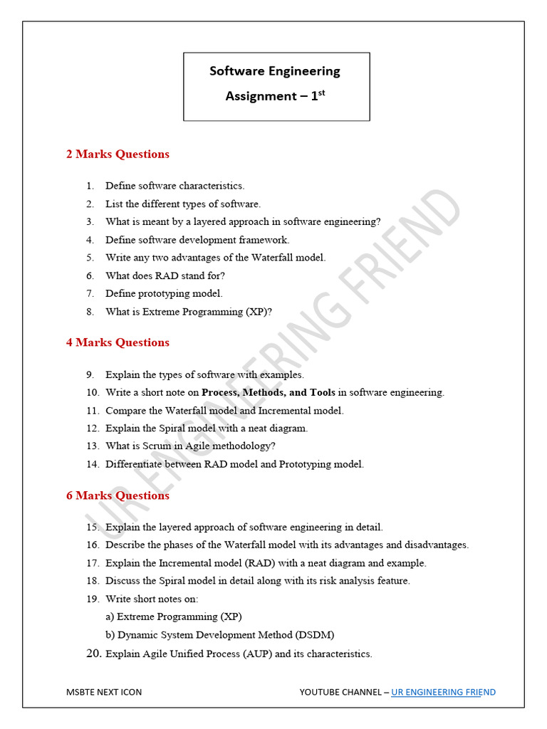 Software Engineering Assignment Questions | PDF