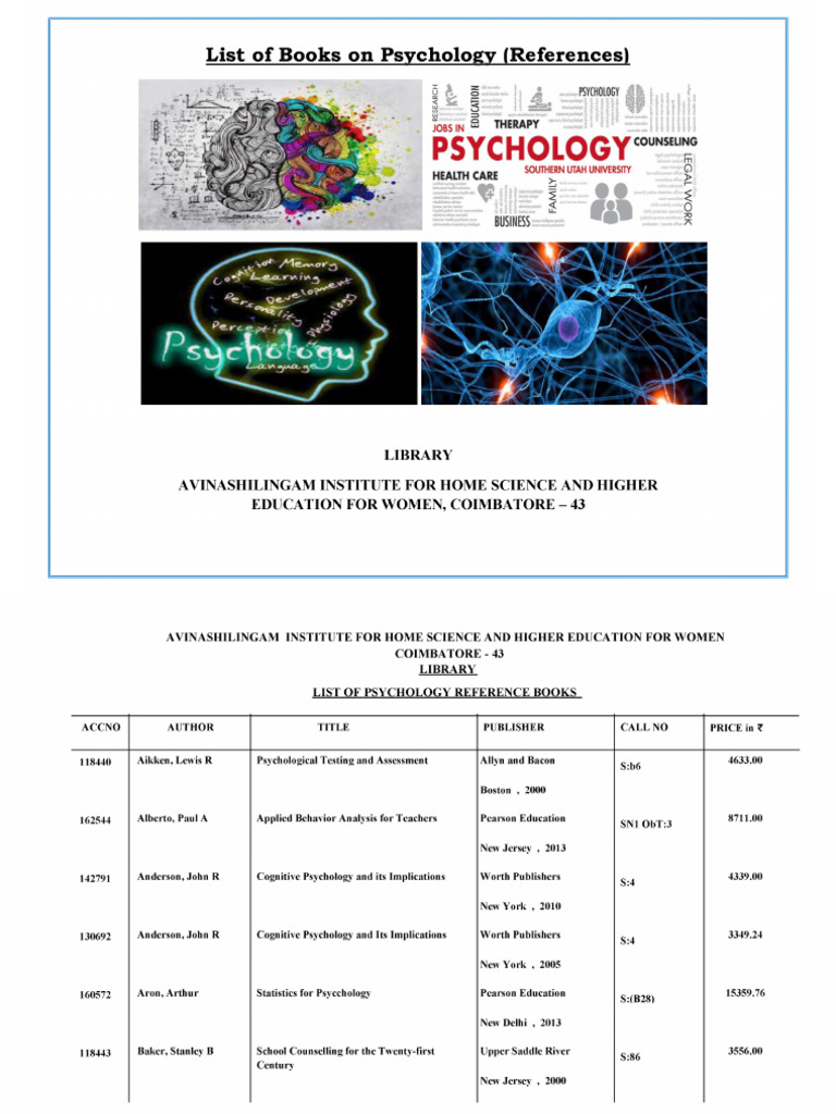Psychology Reference Books List | PDF | Psychotherapy | Psychology