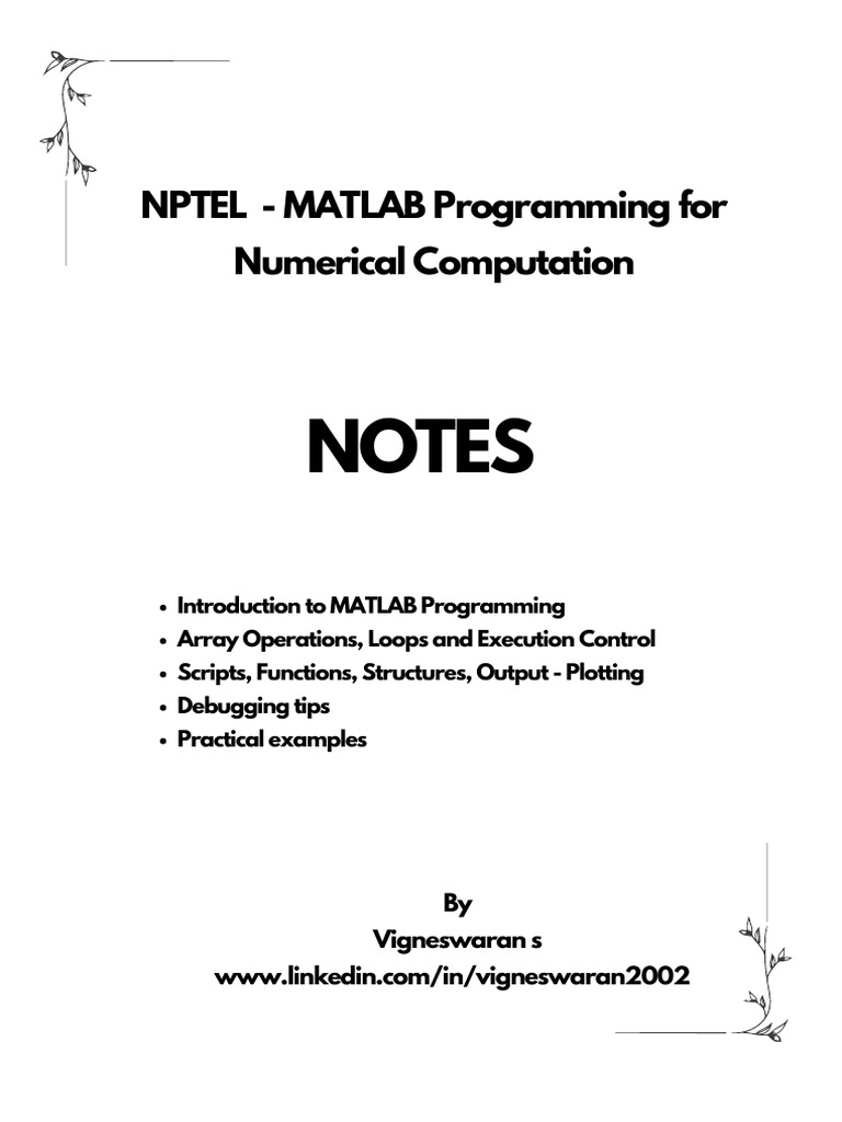 MATLAB for Numerical Computation | PDF | Software Engineering ...
