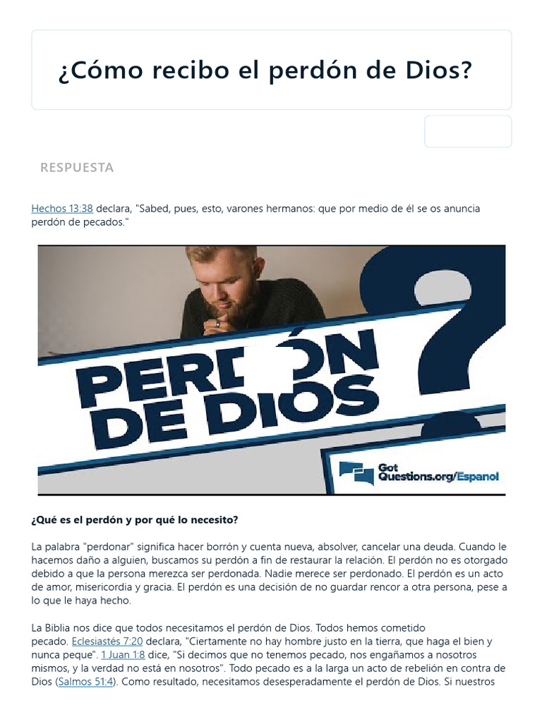 ¿Cómo Recibo El Perdón de Dios | PDF | Perdón | Pecado