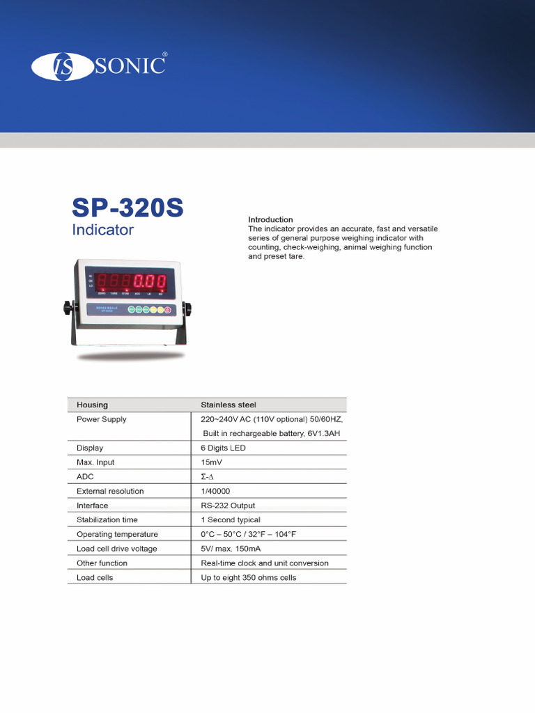 Brochure Indicator SP 320S | PDF