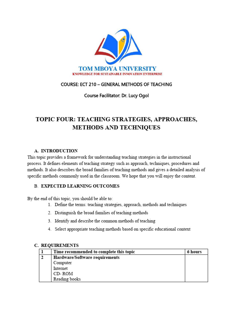 Updated 4 Topic Four ECT 210 General Teaching Methods in Education TMU | PDF | Teaching Method ...