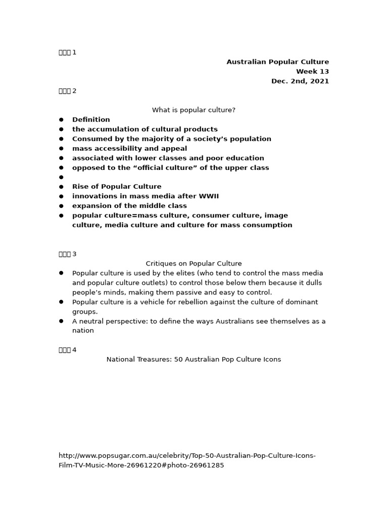 Week 13 Australian Popular Culture | PDF | Popular Culture | Liberal ...