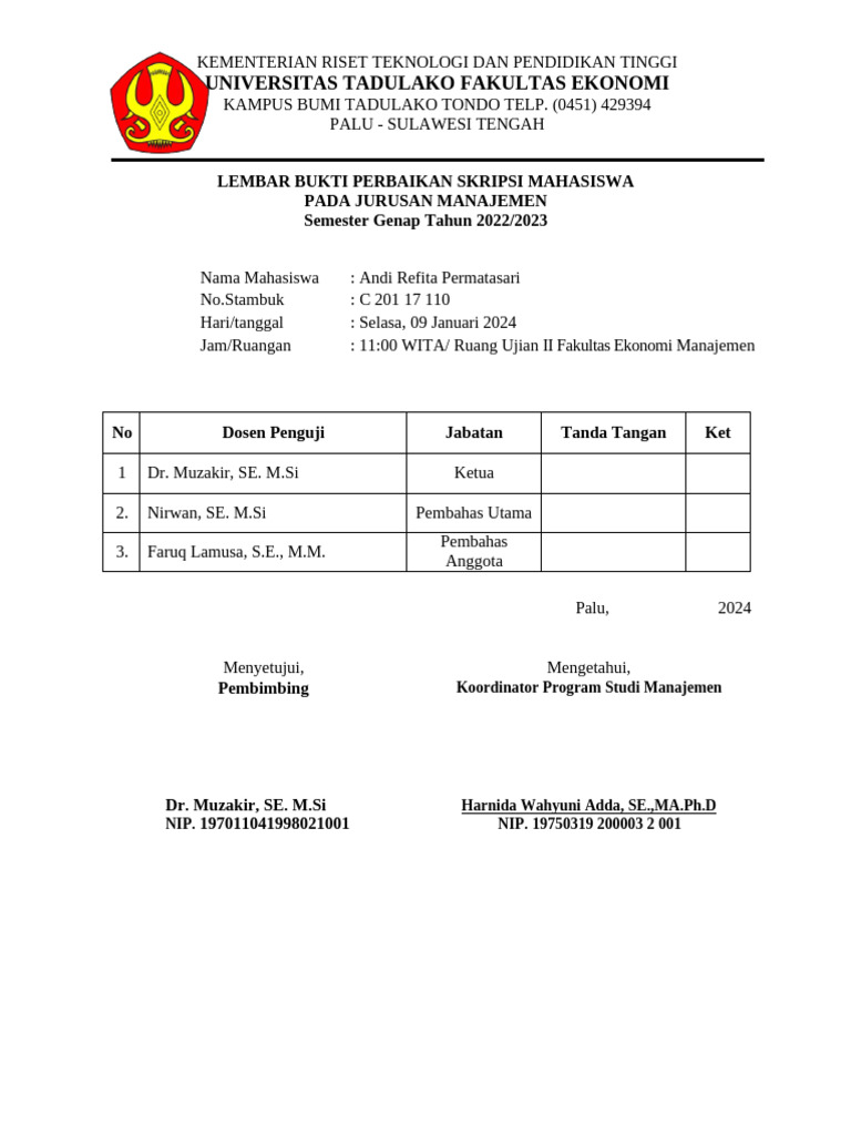 Lembar Perbaikan PROPOSAL | PDF
