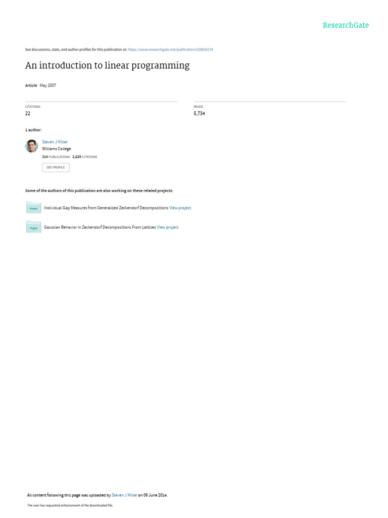 An Introduction To Linear Programming | PDF | Linear Programming | Matrix (Mathematics)