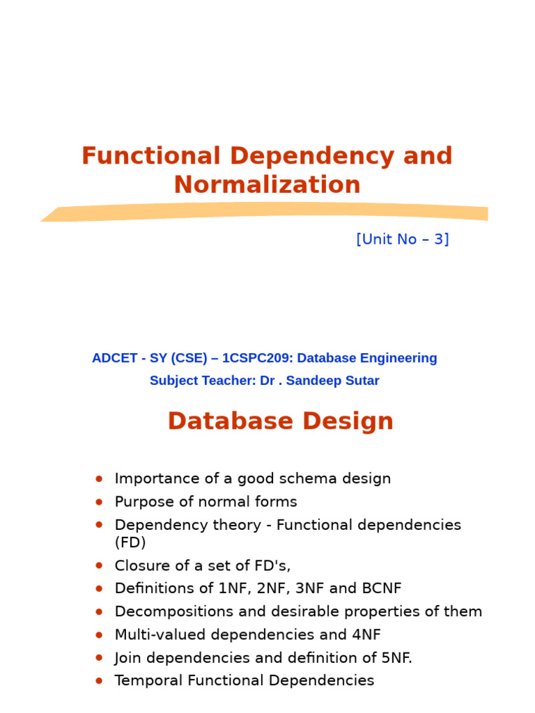 Unit-3-Functional Dependency and Normalization | PDF | Data Management ...