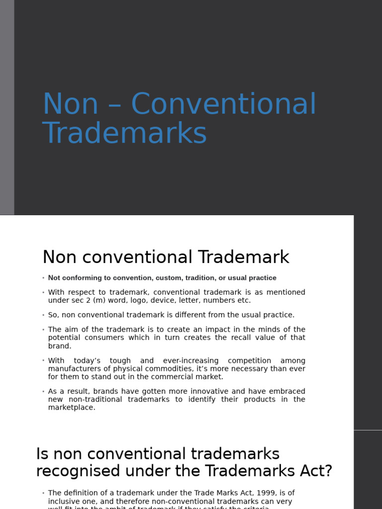 Non – Conventional Trademarks | PDF | Trademark | Brand