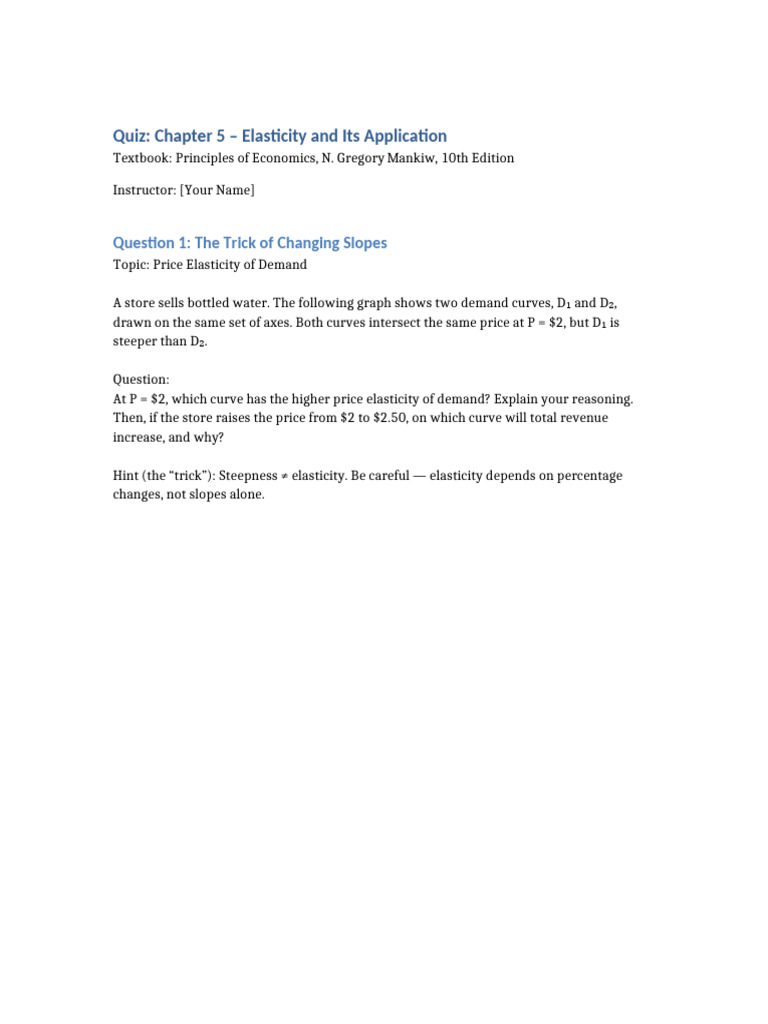 Elasticity Quiz: Demand Analysis Techniques | PDF
