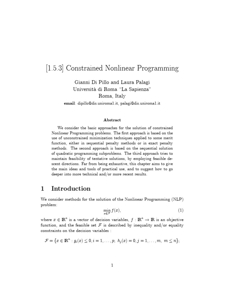 Constrained Nonlinear Programming | PDF | Mathematical Optimization | Systems Analysis