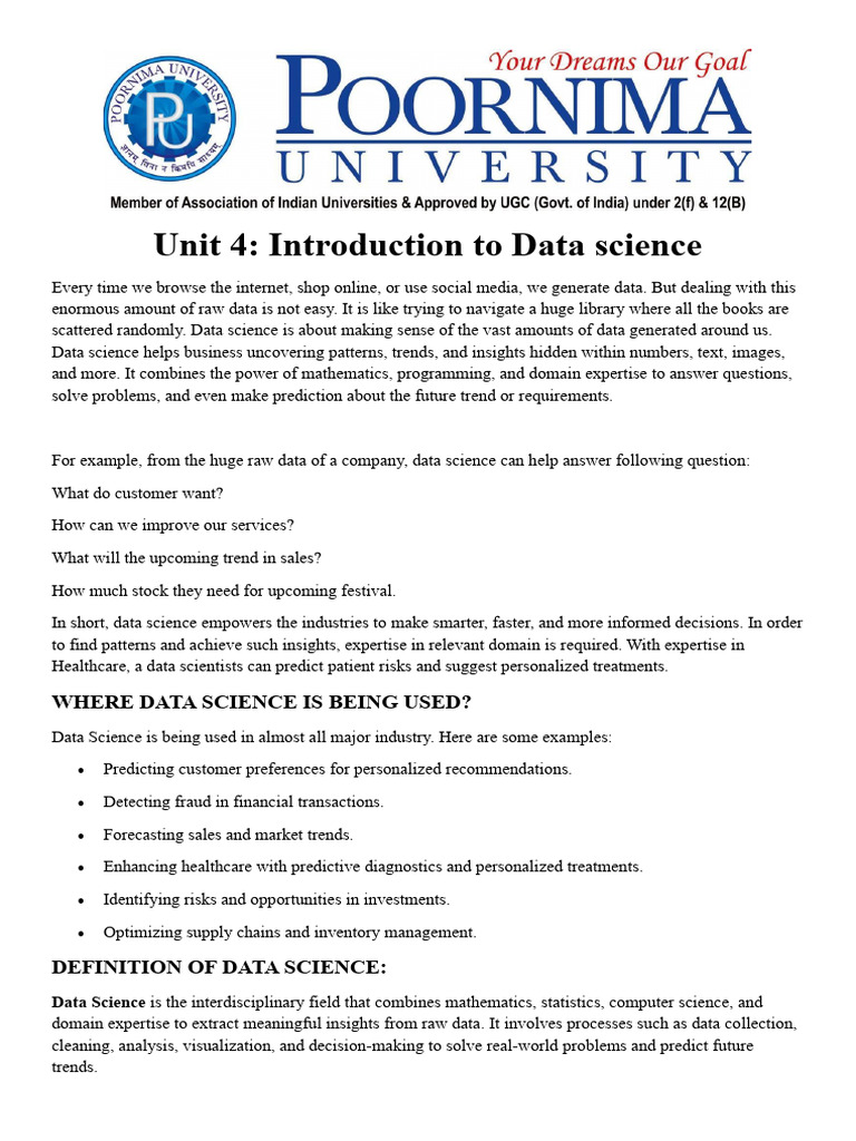 Unit 4 Introduction To Data Science | PDF | Apache Spark | Big Data