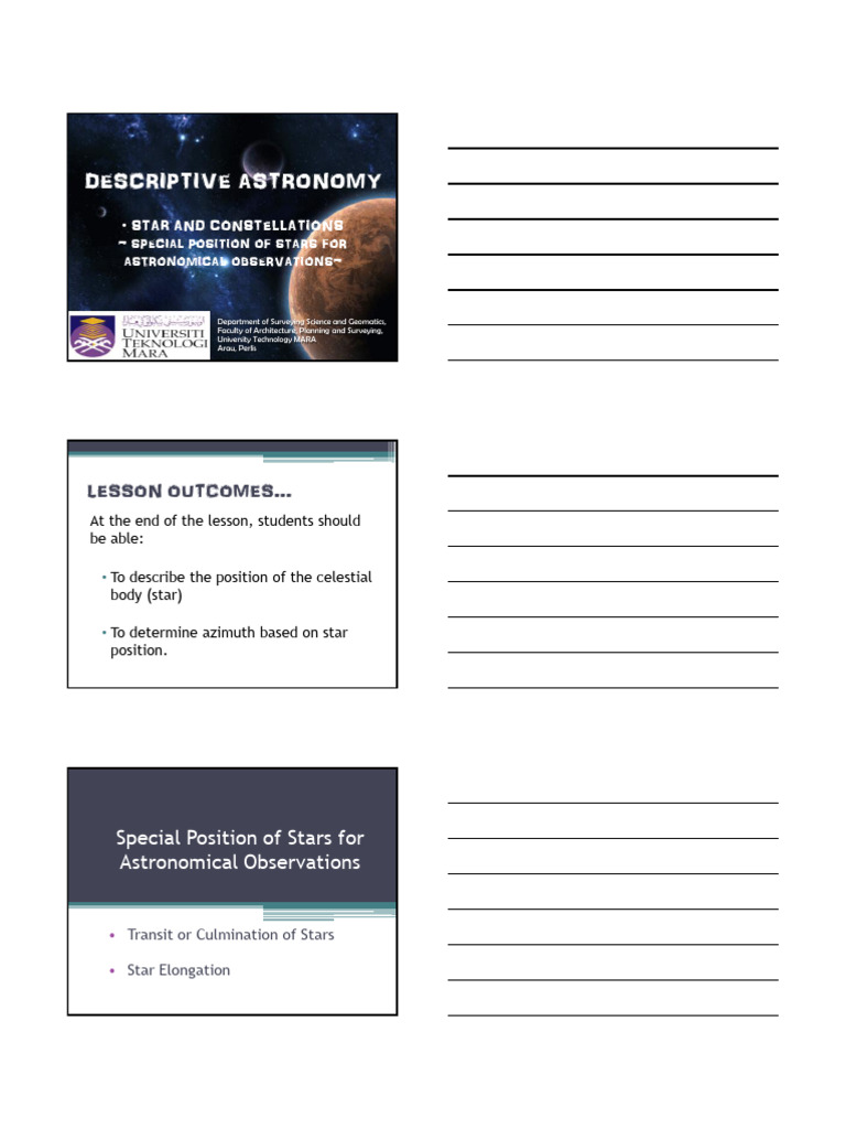 Astronomical Observations of Stars | PDF | Equator | Stars