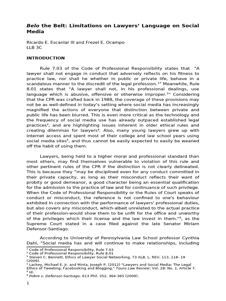 Belo Paper v4 2 | PDF | Defamation | Social Media