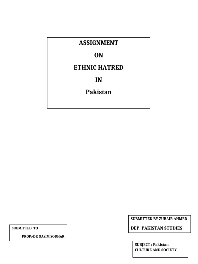 Ethnic Hatred in Pakistan Assignment | PDF | Pakistan