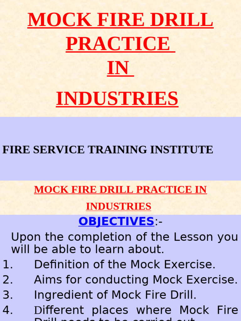 Mock Fire Drill Practice in Industries | PDF
