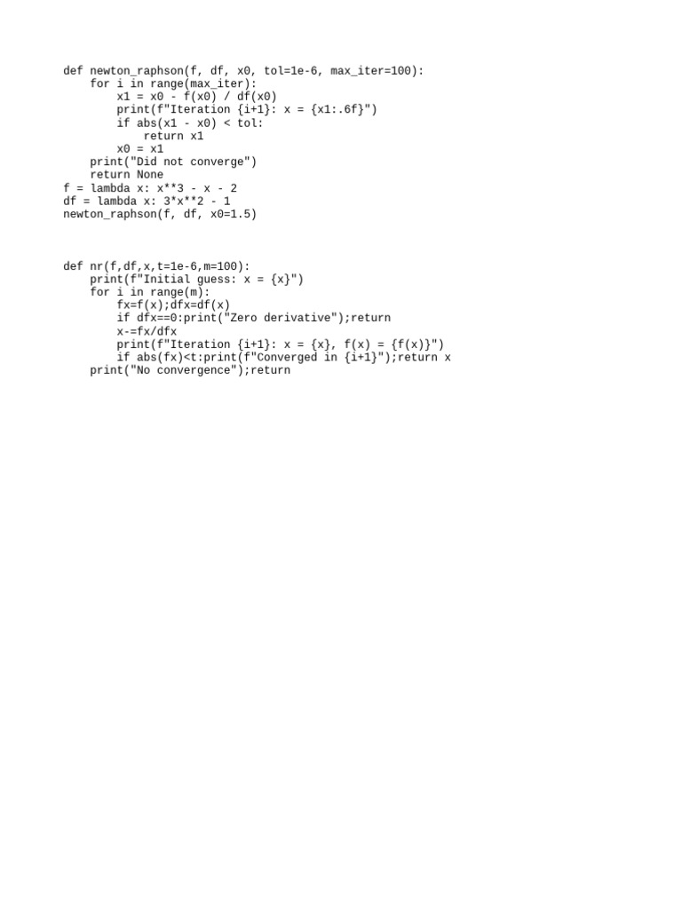Newton-Raphson Method Implementation | PDF