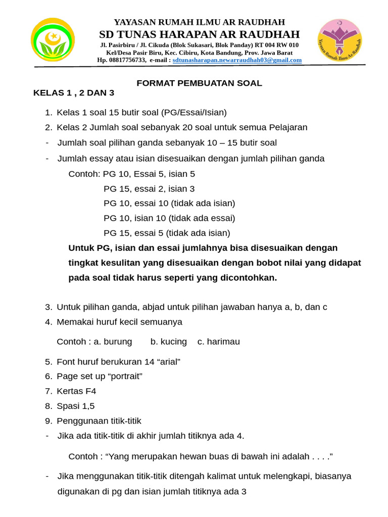 Format Penulisan Soal Ujian | PDF