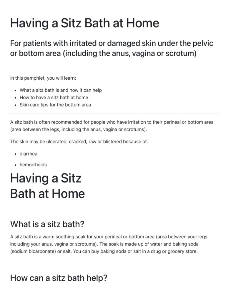 Having A Sitz Bath at Home - Brochure | PDF | Medical Specialties