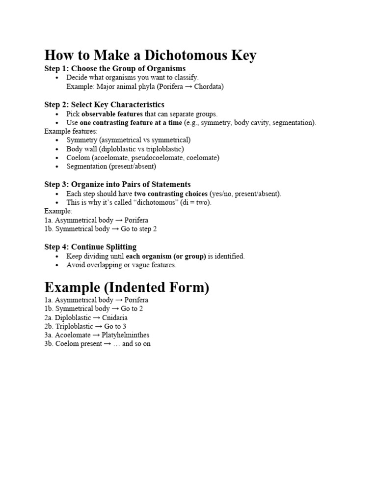 How To Make A Dichotomous Key | PDF