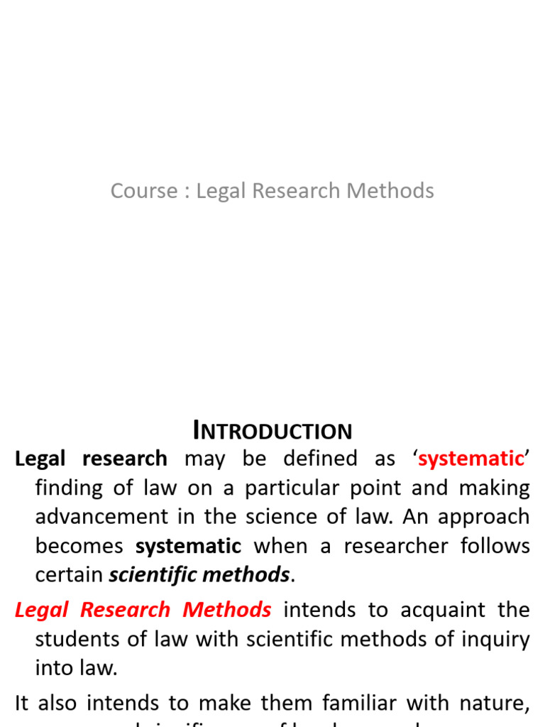 Legal Research Methods Overview | PDF | Hypothesis | Methodology